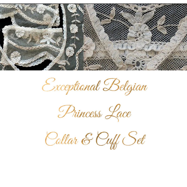 Antique Hand Made Princess Lace Collar and Cuff Set - frenchgardenhouse