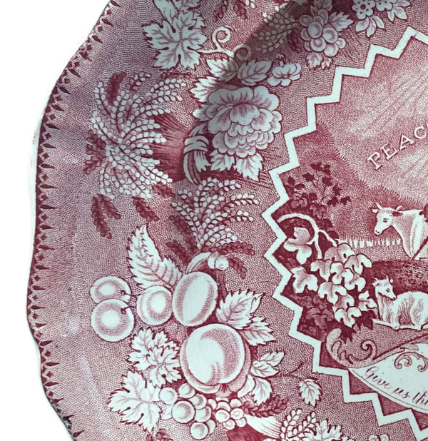 Antique Pink Red Staffordshire Transfer Plate R Stevenson & Son II ...