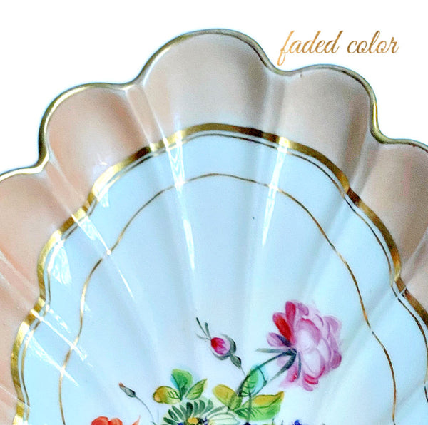 Antique Vieux Paris Hand-Painted Shell Relish Dish – Floral Bouquet ...