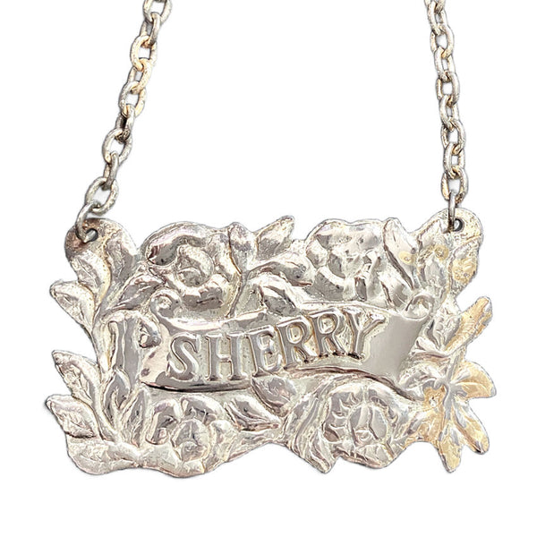 Vintage Silver Sherry Label - frenchgardenhouse