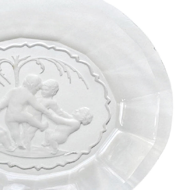 Art Deco Glass Intaglio Putti Dish - frenchgardenhouse