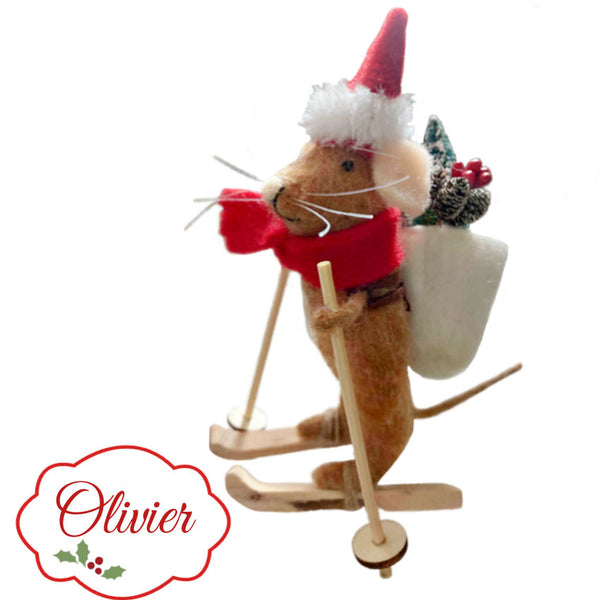 Olivier Felted Mouse Ornament - frenchgardenhouse