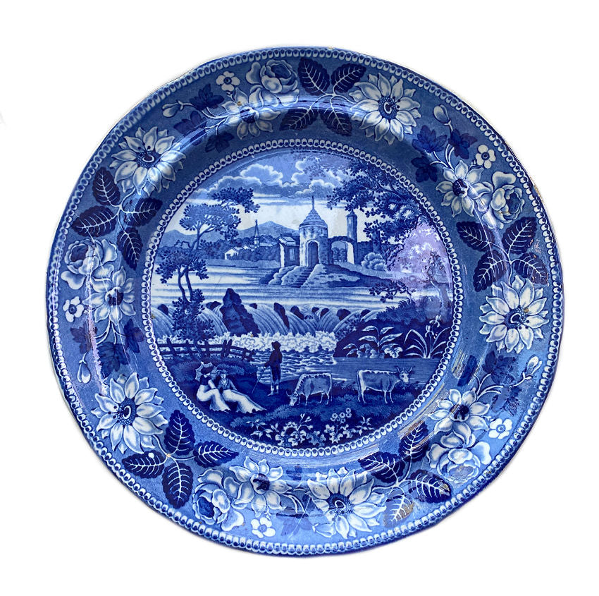 Rare Early 19th Century Blue and White Staffordshire Pearlware Plate H ... Rare Early 19th Century Blue and White Staffordshire Pearlware Plate H ...