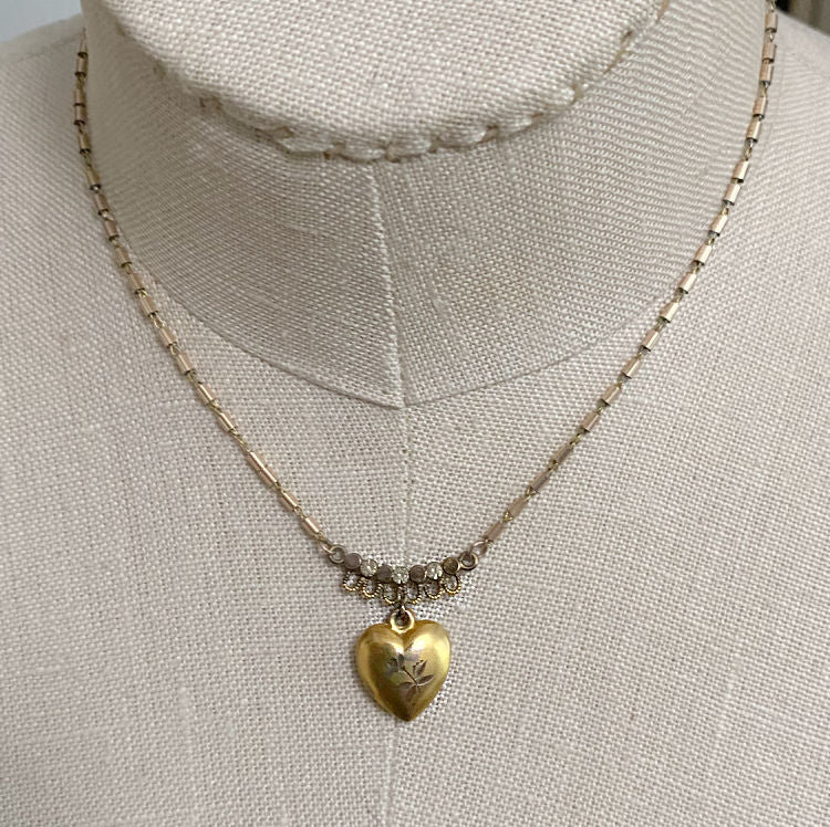 Antique Child s or Doll s Heart Charm Necklace frenchgardenhouse