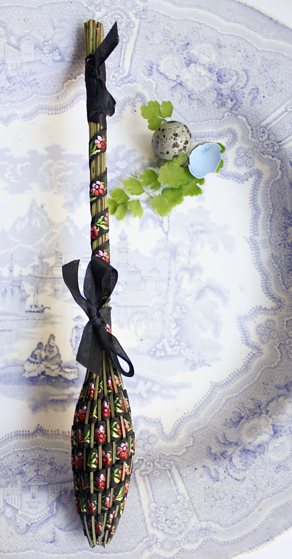 Hand Woven Lavender Fuseau de Lavande Wand Pink Flowers Brocade ...